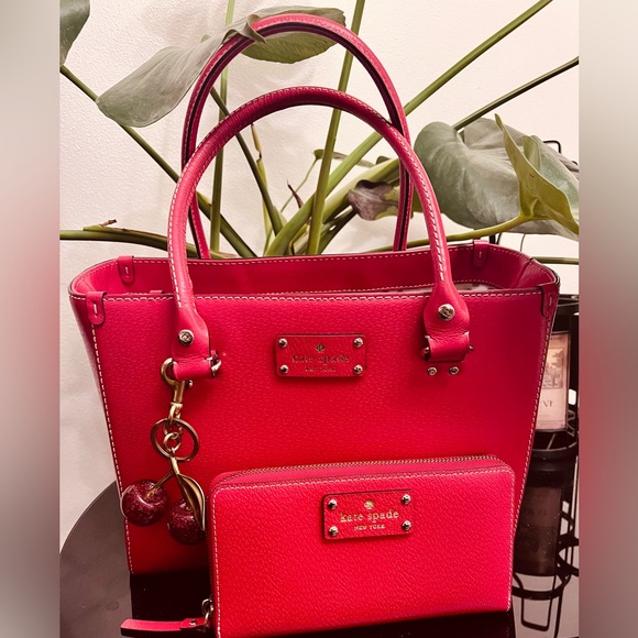 kate spade | Bags | Kate Spade Cherry Red Tote Bag And Wallet | Poshmark